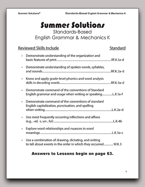 Standards-Based English Grammar & Mechanics K