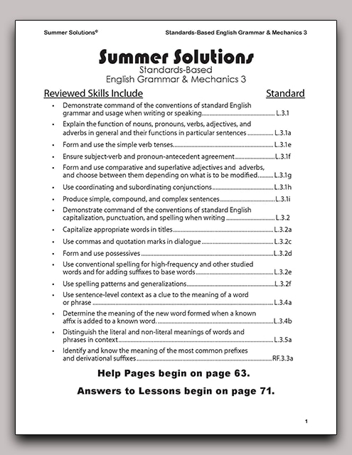 Standards-Based English Grammar & Mechanics 3