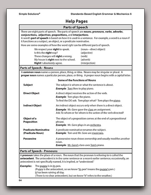 Standards-Based English Grammar & Mechanics 6