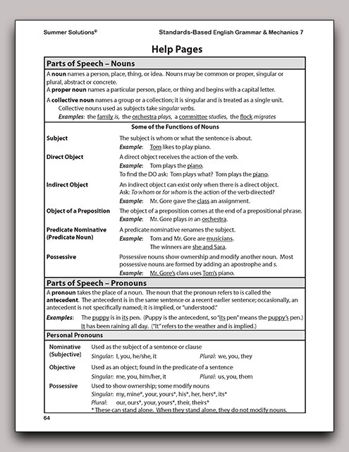 Standards-Based English Grammar & Mechanics 7