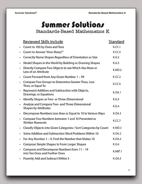 Standards-Based Mathematics K