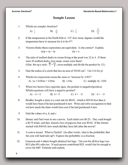 Standards-Based Mathematics 7